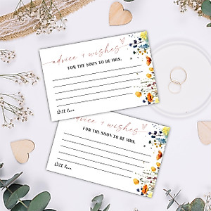 Hsupl Wildflower Floral Bridal Shower Advice & Wishes Cards, 30 Pcs Minimalism Wedding Wishes Cards, Advice For Newlyweds, Wedding Party Decorations, Bridal Shower Party Favors & Supplies - A01