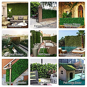 ULAND Artificial Topiary Hedges Panels, Plastic Faux Shrubs Fence Mat, Greenery Wall Backdrop Decor, Garden Privacy Screen Fence, Pack of 12pcs 20"x20"