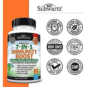 Immune Support Supplement with Zinc Vitamin C Vitamin D 5000 IU Elderberry Ginger D3 Goldenseal - Dr Approved Immunity Vitamins for Adults Women and Men - Natural Immune System Booster Defense -120ct
