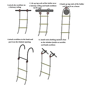 Ladders,Window Ladder Fire Escape 2-6 Story Homes Emergency Climbing Rope Ladders for Indoor or Outdoor Play Set Tree House Playground Rope Ladder/12M/39.4Ft