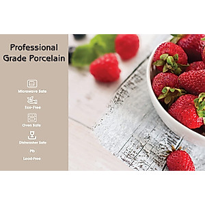 Furmaware Porcelain Bowl Set Sized Perfectly for Cereal, Salads, Ice Cream, Soup, Pasta, Rice and Dessert. Versatile Bowls That Are Chip Resistant, Microwave and Dishwasher Safe - 18 oz - Set or 6