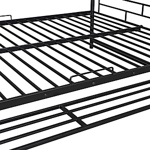 Bellemave Bunk Bed Full Over Full,Kids Bunk Bed,Metal Bunk Bed with Shelf and Guardrails,Full bunk beds for Kids, Teens & Adults（Black）