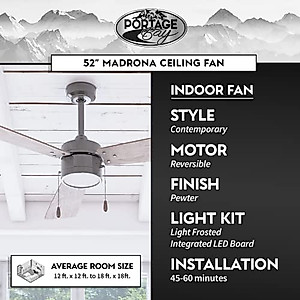 Portage Bay 51453 Madrona Ceiling Fan, 52, Gun Metal