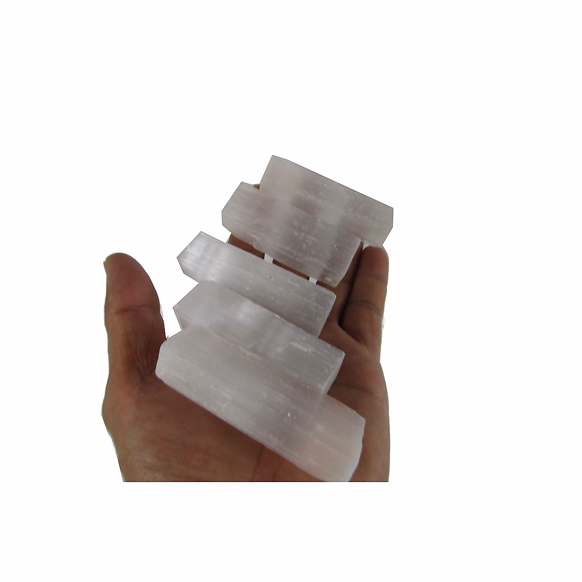 5 Piece Premium Cut Selenite Sticks (2.5"), for Wicca, Reiki, Healing, Metaphysical, Chakra, Positive Energy, Lucky Feng Shui, Meditation, Protection, Powers, Decoration Or Gift