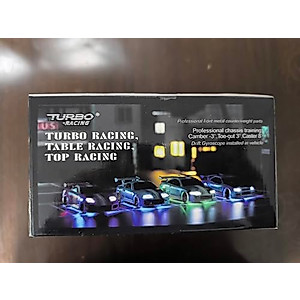 FLYCOLOR Turbo Racing 1:76 Scale Drift RC Car with Gyro Mini Full Proportional RTR 2.4GHZ Remote Control with 2 Replaceable Body Shell (C64-BLUE)