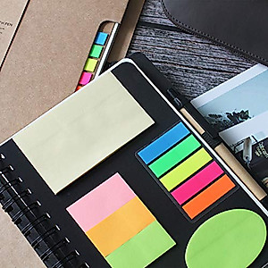 SAIBANG A5 Spiral Notebook Business Notepad with Pen in Holder and Sticky Notes Index Tabs Page Markers for School Office, 18 by 21 cm, 60 Sheets Totally, Kraft Cover (Khaki)