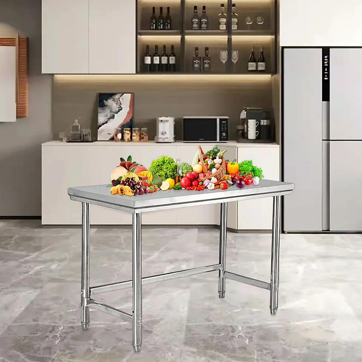 Open Base Table - 24x20x31 Inches Single Layer Stainless Steel Work Prep Table | Kitchen Furniture Anti-Rust for Cafeterias, Clean Rooms, Hotels, Hospitals