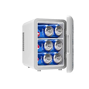 CURTIS MIS150PEP Pepsi Cola Retro, Mini Portable Compact Personal Fridge Cooler, 4 Liter Capacity Chills Six 12 oz Cans, 100% Freon-Free & Eco Friendly, 6, Blue/White