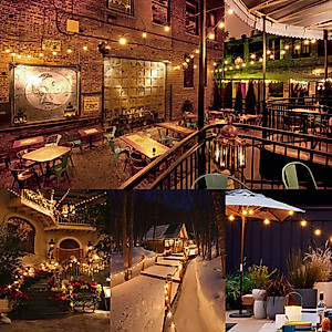 Newpow Outdoor String Lights LED 36ft with 33 Globe Bulbs Shatterproof Waterproof for Backyard Gazebo Porch Camper Indoor/Outdoor Decoration and Lighting Warm White 2700K