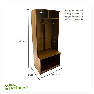 Little Partners Locker Cabinet Cubby Organizer, Learn 'N Store Wooden Classroom Cubbies Compartment Lockers for Storage of Toddlers and Kids Coats, Equipment, Backpacks (Espresso)