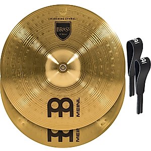 Meinl 16” Marching Cymbal Pair with Straps - Brass Alloy Traditional Finish - Made In Germany, 2-YEAR WARRANTY (MA-BR-16M)