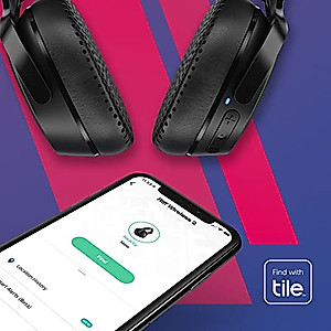 Skullcandy Riff 2 Wireless Headphones with Tile Finding Technology / 34 Hour Battery/Use with iPhone and Android/with Mic/Best for Music, Travel, and Gaming/Bluetooth Headphones - Black