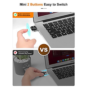STARSIKI 2 Buttons Improved Tiny Mouse Jiggler Undetectable, 2 Buttons of On/Off Switch and 3 Cursor Movement, USB-C Adapter Protective Cap Mouse Mover Device Automatic Mouse Wiggler Shaker Giggler