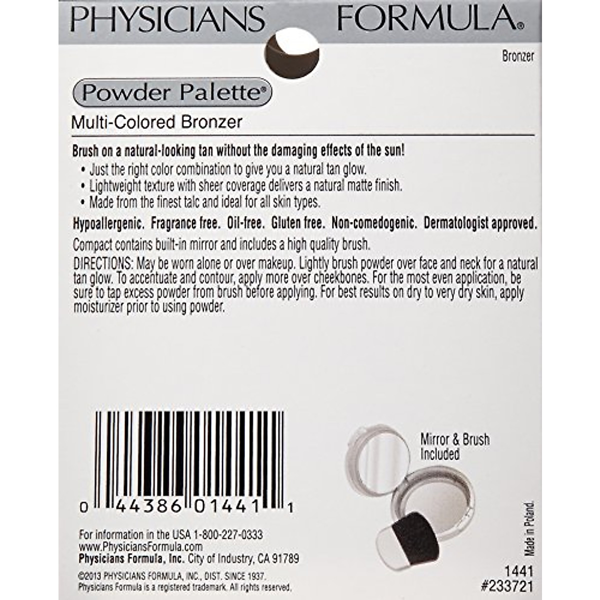 Physicians Formula Powder Palette Multi-Colored Bronzer Bronzer, Dermatologist Tested, Clinicially Tested