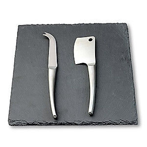 Aroma Bakeware Slate Cheese Board & Two Stainless Steel Knife Servers