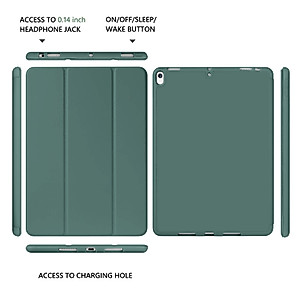 BENTOBEN Case for iPad Air 10.5" (3rd Gen) 2019 / iPad Pro 10.5" 2017 with Pencil Holder, Premium Protective Tablet Case Slim Soft TPU Back Smart Cover Auto Sleep/Wake for Apple iPad Air 3, Dark Green