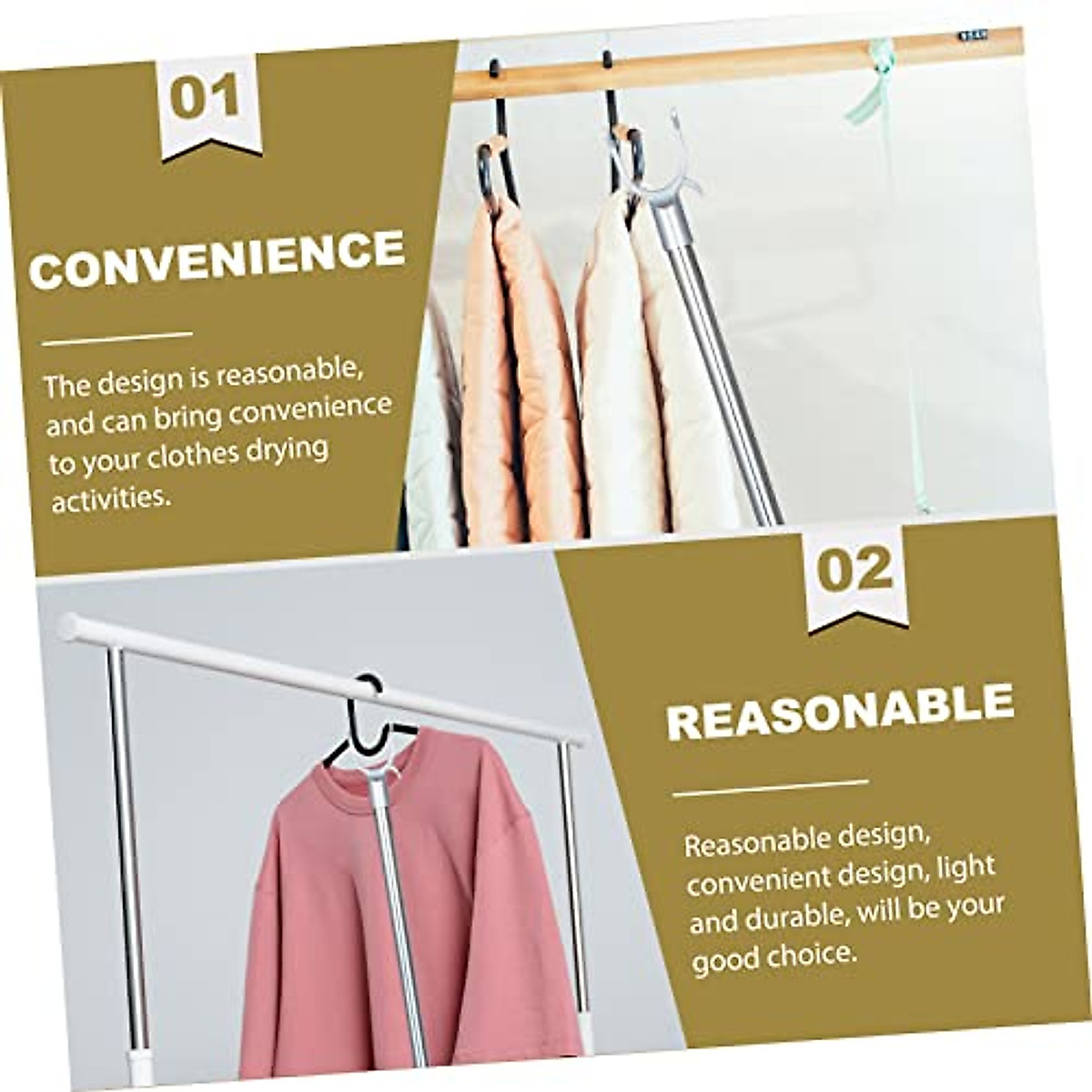 Cabilock 5pcs Stitching Clothes Rail Clothing Racks for Home Drying Rack Clothing Outdoor Sun Blocking Curtains Outdoor Clothes Line Telescopic Clothing Hook Pole Reach Plastic Dark Green