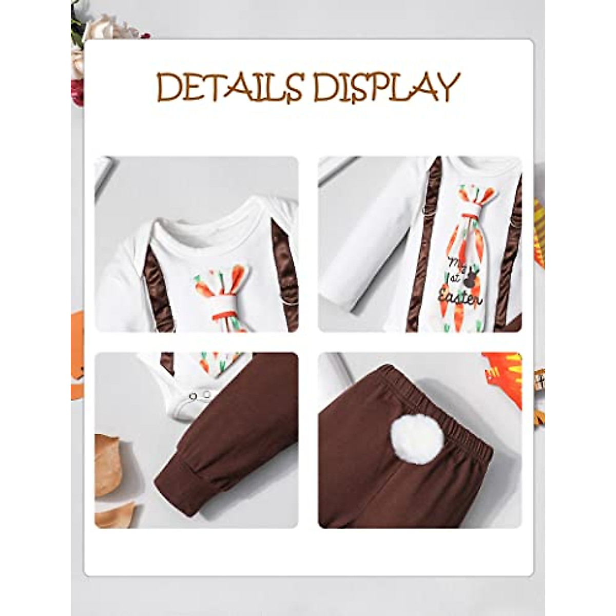 Baby Boy Easter Outfit 6-9 Months, Easter Baby Boy Outfit Suspender Long Sleeve Romper Pant Sets My First Easter Baby Boy Outfit Baby Easter Outfit Boy