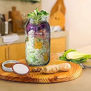 Tebery 3 Pack Wide Mouth Mason Jars 64 oz with Airtight Lids and Band, 1/2 Gallon Clear Glass Storage Jars For Canning, Fermenting, Pickling, Storing