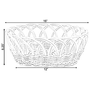 Vintiquewise 16 Inch Decorative Round Fruit Bowl Bread Basket Serving Tray, Large
