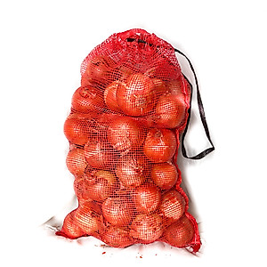 St. Boniface Bag Company | Red Mesh Bags | Size: 16 X 25" | Potato Storage | Onion Bag | Vegetable Bag | Firewood Bag | Reusable Produce Bag | Heavy Duty Grocery Mesh Bags | 25 LBS CAPACITY (5)