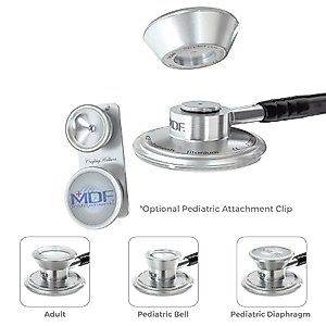 MDF Instruments MD One Epoch Lightweight Titanium Stethoscope (Raspberry) + MDF Pediatric Attachment with Clip