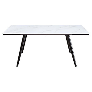 Acme Caspian Faux Marble Dining Table with Metal Base in White and Black