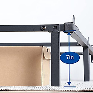 Olee Sleep 7 Inch Dura Metal Compact Steel Bed Frame, Adjustable for Full Queen King, Tool Free, Easy Assembly, Non Slip for Mattress & Box Spring