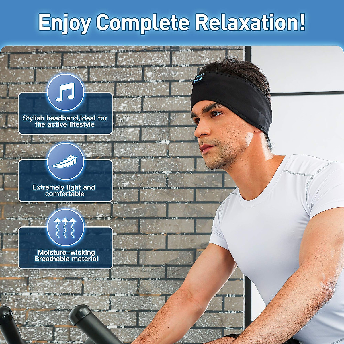 Navly Sleep Headphones Bluetooth Headband, Wireless Headband Headphones Headsets with Thin Speakers, Sleep Earbuds, Sleeping Headphones for Workout Running Yoga Sports Gift for Men Women