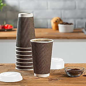 GUSTO [100 Count] Disposable Plastic Dome Lids for 10, 12, 16, & 20 oz. Paper Hot Coffee Cup - White (Formerly Comfy Package)