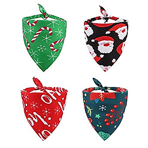 AIEX Dog Christmas Bandana, 4 Pack Dog Triangle Scarf Bib Christmas Pet Scarf Holiday Pet Costume Accessories Christmas Dog Clothes for Small Medium Large Dogs
