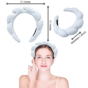 ALNILK Makeup Headband Spa Headbands for Women,Sponge & Terry Towel Cloth Fabric Head Band for Skincare, Face Washing, Makeup Removal, Shower, Facial Mask,Shower, Hair Accessories (White)