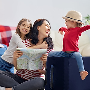 Kajaia 3 Pcs Luggage Cover Suitcase Protector Travel Suitcase Cover Anti Scratch Luggage Protector Washable Fits 18-28 Inch Luggage (Navy Blue)