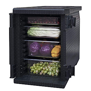 SIMPLI-MAGIC Portable Food Warmer with Fastener Ideal for Catering and Restaurant Use, 5 Pan Capacity, Black