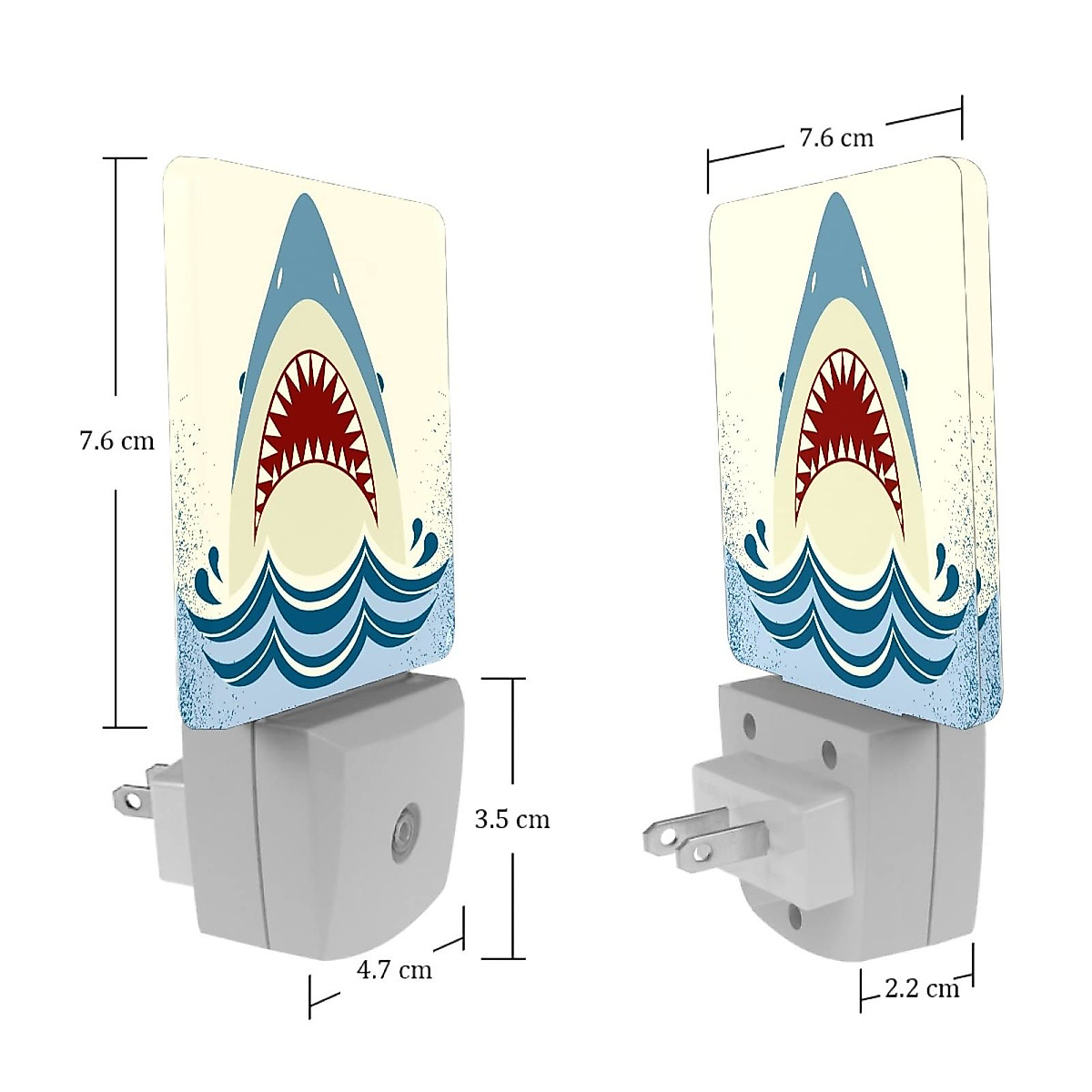 EVANLinsim Shark Night Light Plug in Set of 2, 0.5 W Led Night Lights for Kids Adults Boys Girls Babies, Auto Senor Dusk to Dawn for Reading Bathroom Bedroom Nursery Decorative