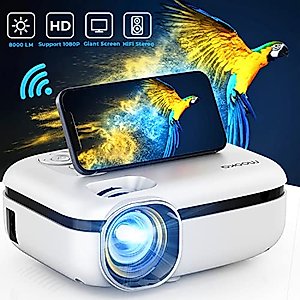 Portable Movie Projector, WiFi Outdoor Projector with Carrying Bag, Support Full HD 1080P Mini Smart Phone Projector for Home Theater Outdoor Movies Compatible with TV Stick HDMI USB AV