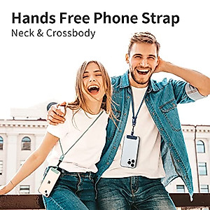 EKAX Adjustable Nylon Strap with PU Leather Clip, Universal Cell Phone Lanyard, Neck Hanging & Crossbody Strap, for Most Smartphone Cases, Keys & Work Permit, Easy Clip On & Off (Pink)