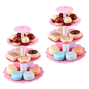ibasenice 4 Sets Cake Toy Dessert Tower Toy Simulation Playset Children’s Toys Childrens Toys Afternoon Tea Toy Toys for Kids Cake Tower Toy Kit Dessert Playset Taste Toy Set Suite