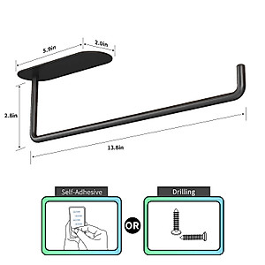 VAEHOLD Adhesive Paper Towel Holder Under Cabinet Mount, Black Paper Towel Roll Holder for Kitchen, SUS304 Stainless Steel