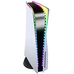 Auarte LED Light Strip Compatible with PlayStation 5/PS5 Slim Disc & Digital Edition, 5050 RGB LED Lights with 7 Colors 358 Effects, DIY Decoration Accessories LED Light for PS5 Console with Remote