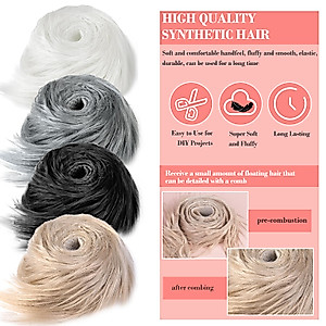 4PCS Faux Fur Ribbon 2"x60" Faux Fur Fabric Pre Cut Rolls Soft Christmas Fluffy Craft Fur Plush Patch Sewing Fur Cuts Furry Patch Ribbon for Cosplay Costume DIY Craft Gnomes Beard Dwarf Decoration