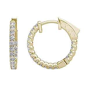 14K Yellow Gold Moissanite by Charles & Colvard 1.7mm Round Hoop Earrings 0.68cttw DEW