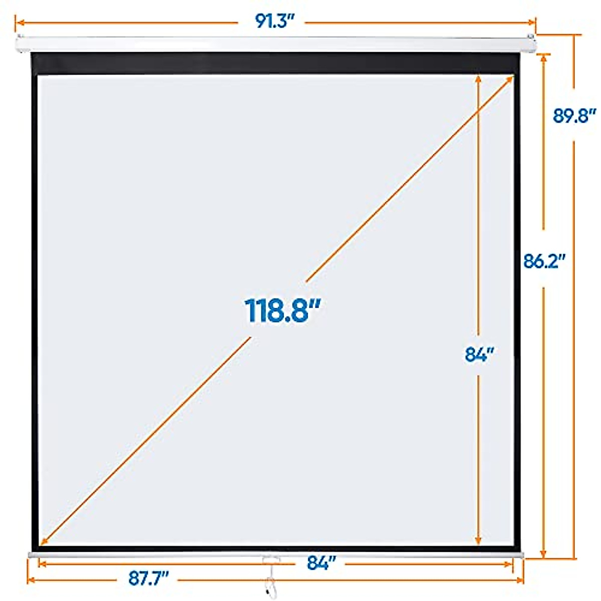 119" Projector Screen Manual Pull Down, Outdoor Movie Screen, 1:1 4K HD Wrinkle-Free Portable Projection Screen for Movie Home Office Presentation Video Game, Enjoy Outdoor Film Night, Easy to Set Up
