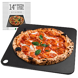 Impresa Pizza Steel for Oven - Durable Steel Platform with Finger Hole for Baking Pizza and Bread - 14x14 inches - Great Alternative to Pizza Stone - Create a Pizzeria Style Crust at Home