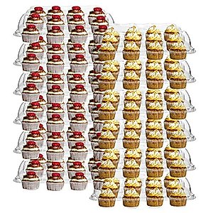 Hedume 12 Pack Cupcake Carrier, 12 Counts Stackable Cupcake Boxes, Clear Cupcake Container with Detachable Lid for Cupcakes, Muffin, BPA-free