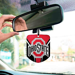 FANMATS 61626 NCAA Ohio State Buckeyes Hanging Car Air Freshener, 2 Pack, Black Ice Scent, Odor Eliminator, Shield Design with Team Logo