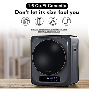 Portable Dryer for Clothes, 8.8 lbs Capacity Front Load Compact Laundry Dryer with LCD Display and Stainless Steel Drum, 850W Electric Dryer Machine for Apartment, Home, Dorm, RV, Grey
