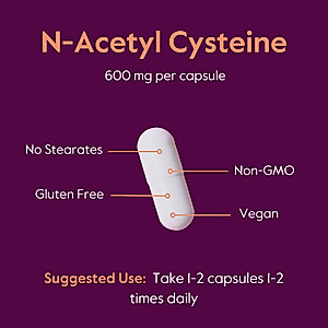 BESTVITE N-Acetyl Cysteine 600mg (NAC) (120 Vegetarian Capsules) (120 x 2) - No Stearates - Vegan - No Fillers - No Silica - No Gelatin - Gluten Free - Non GMO