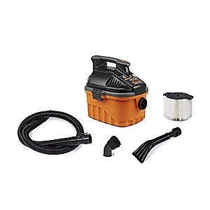 RIDGID Wet Dry Vacuums VAC4000 Powerful and Portable Vacuum Cleaner, Includes 4-Gallon, 5.0 Peak Horsepower Wet Dry Auto Vacuum Cleaner for Car, Dusting Brush, Car Nozzle, and Claw Nozzle