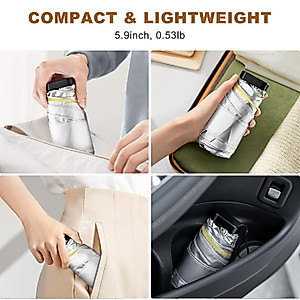 LEAGERA Mini Umbrella For Purse - UPF 50+ UV Blocker Sun Protection Umbrella, Small Micro Travel Parasol Design for Women,Yellow